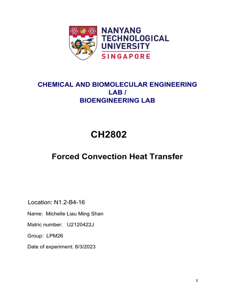 Forced Convection Heat Transfer: Chemical and Biomolecular Engineering ...