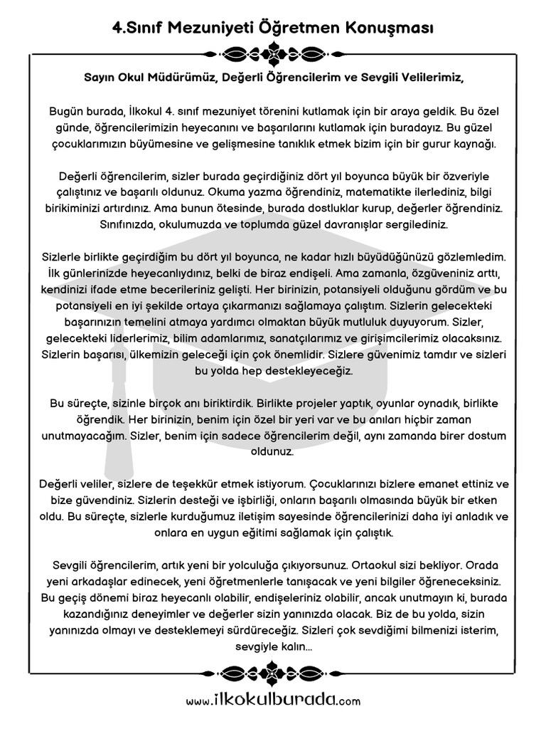 Mezuniyet Ögretmen Ve Ögrenci Konusma Metinleri | PDF Mezuniyet Ögretmen Ve Ögrenci Konusma Metinleri | PDF