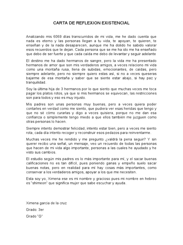 Carta de Reflexion Existencial | PDF