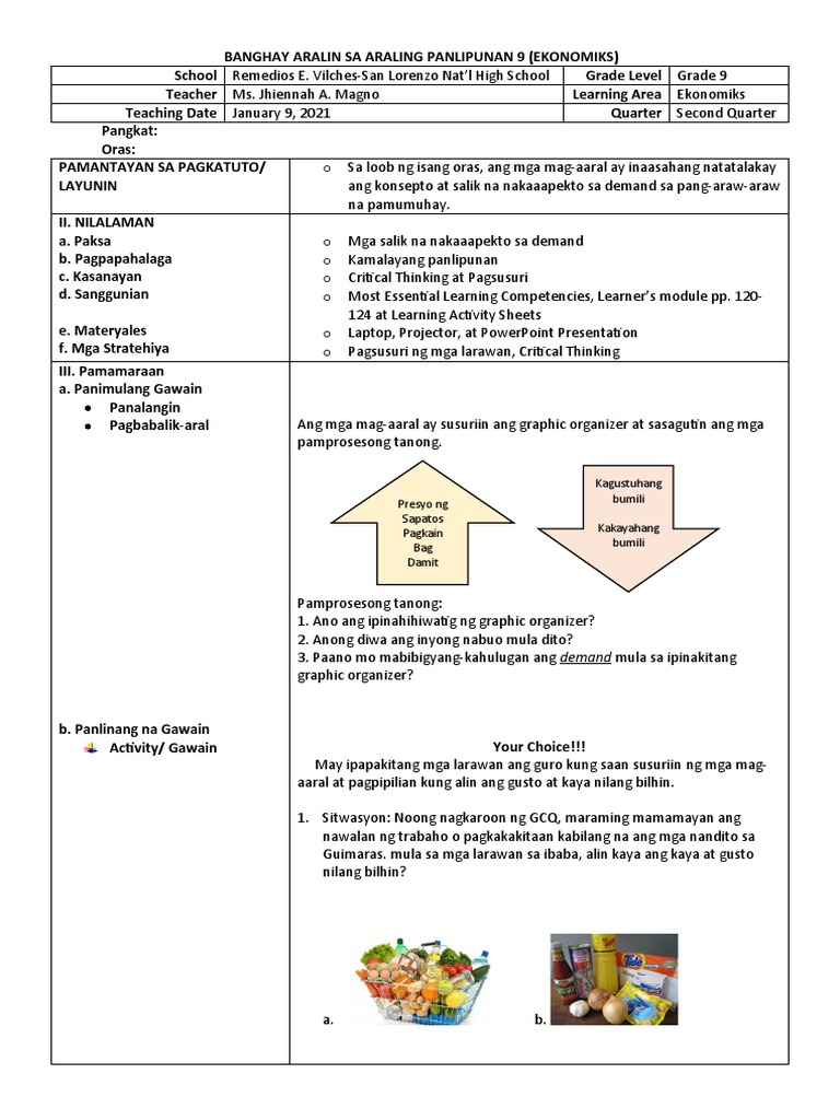 Banghay Aralin Sa Araling Panlipunan 9 | PDF
