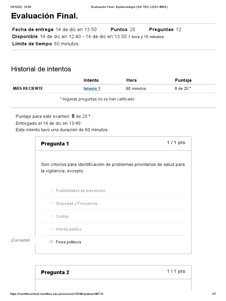 Evaluación Final. - Epidemiología 2022-2 | PDF | Epidemiología | Insuficiencia cardíaca