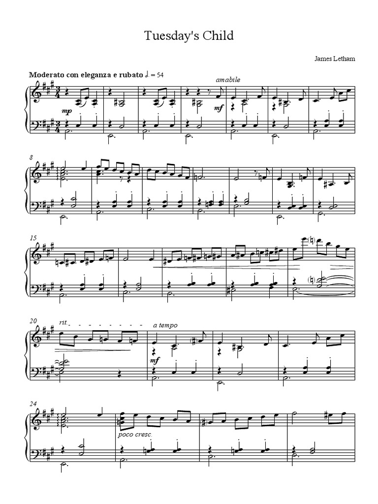Tuesday's Child Sheet Music | PDF | Tempo | Performing Arts