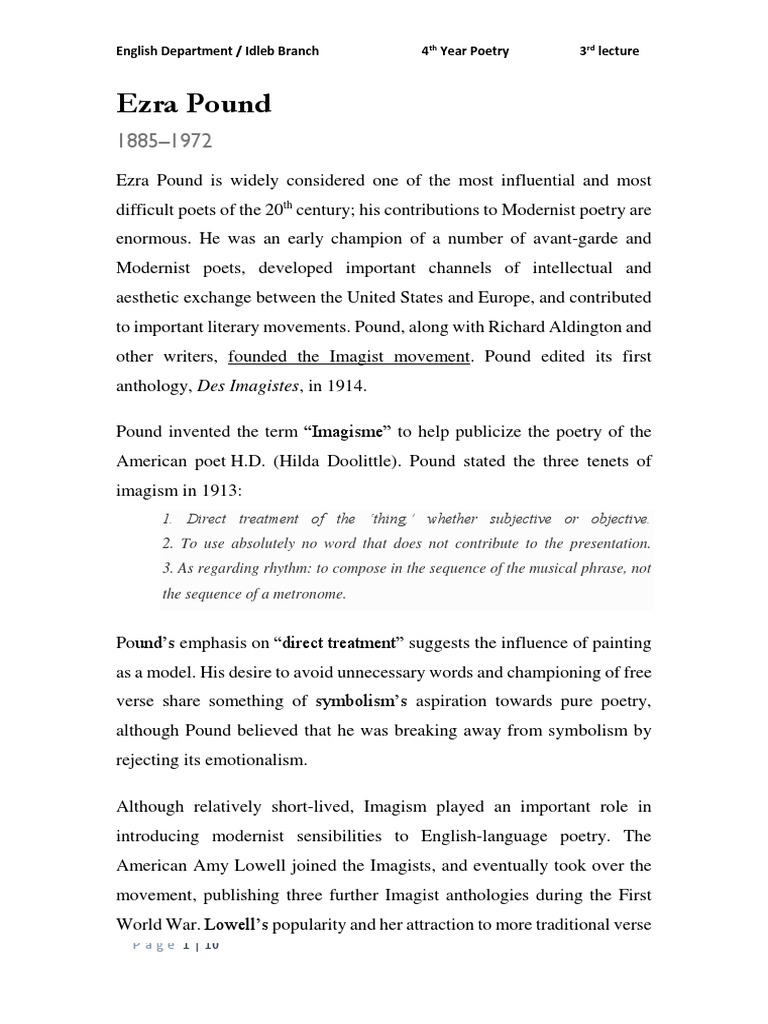Modernist Poetry and Ezra Pound | PDF