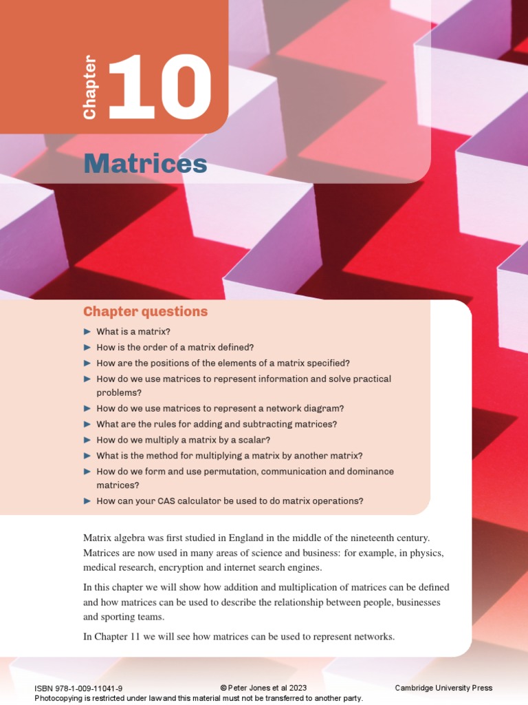 Chapter 10 Matrices | PDF