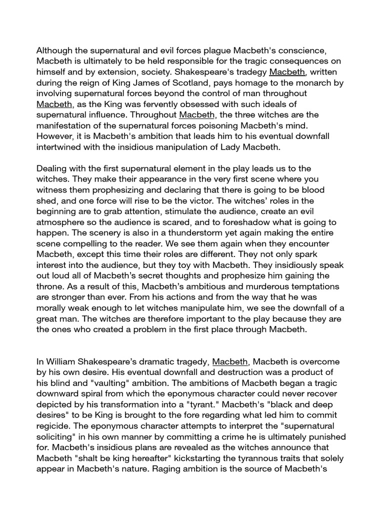 Who Is To Blame Essay - Sample (KS) | PDF | Macbeth