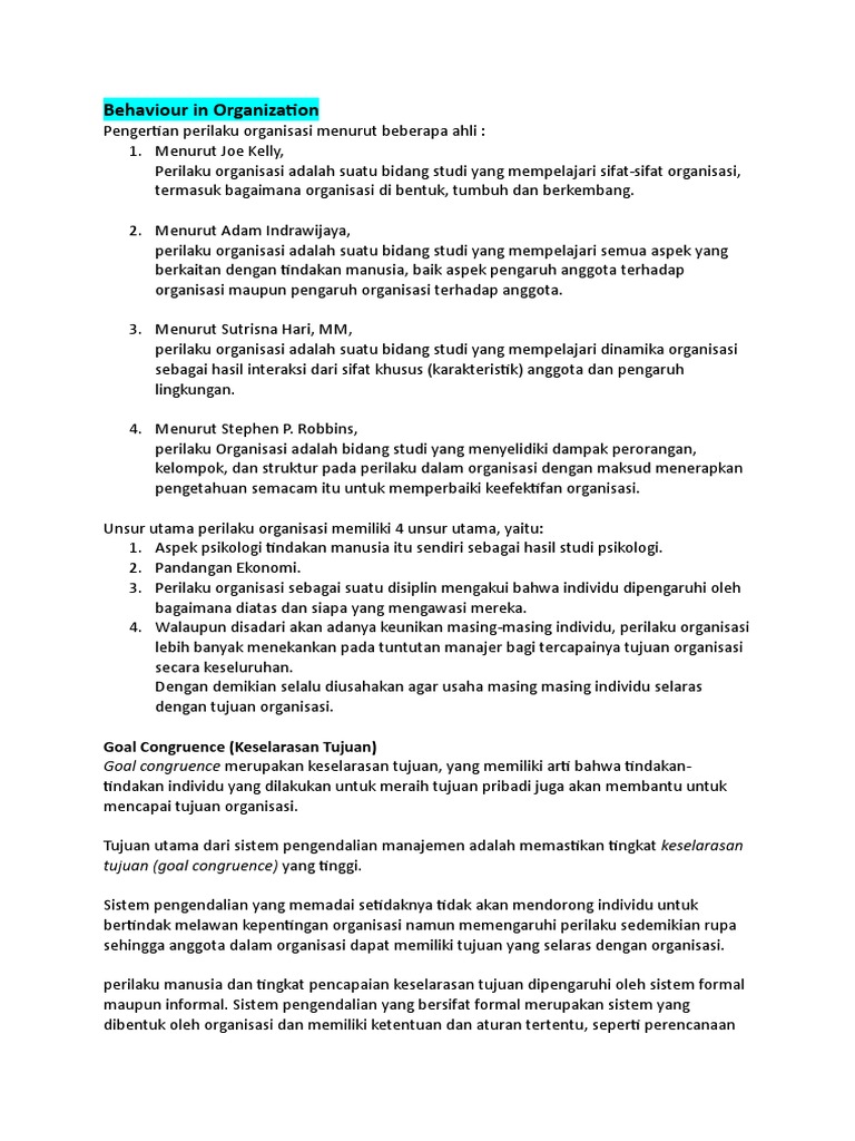 SPM (Behaviour in Organization (Fix) | PDF