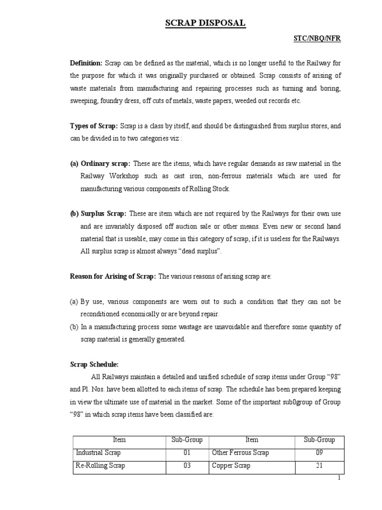 Scrap Disposal | PDF | Scrap | Waste