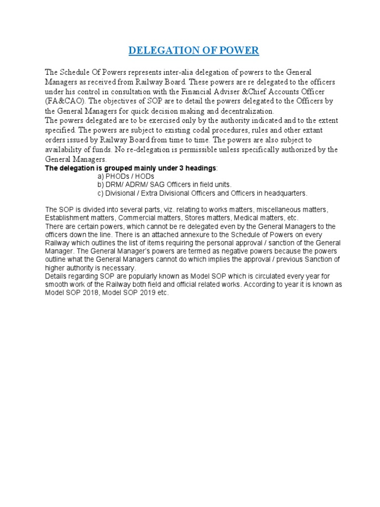 DELEGATION OF POWER | PDF