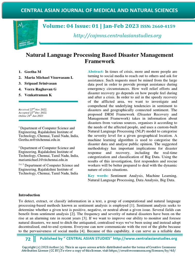 Natural Language Processing Based Disaster Management Framework Pdf Amazon Web Services