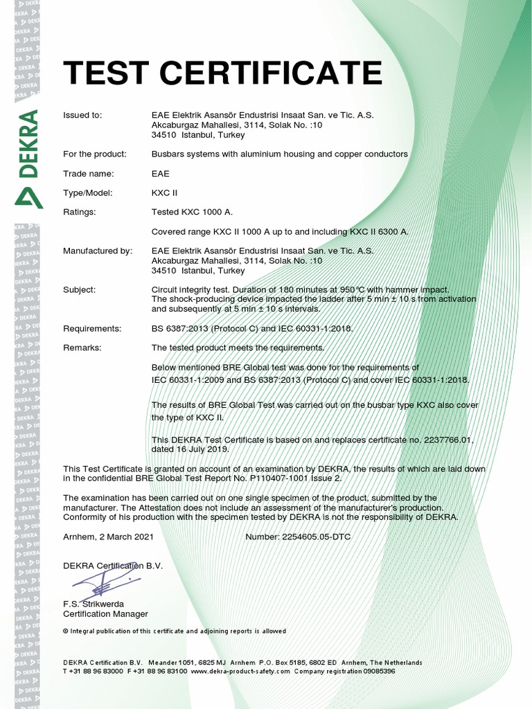 Test Certificate | PDF | Electric Power | Manufactured Goods