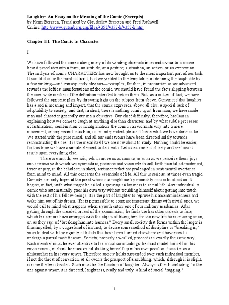 Bergson, Laughter (Chap 3) | PDF | General Fiction