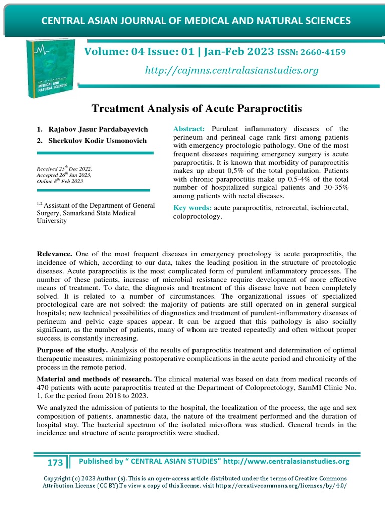 Treatment Analysis of Acute Paraproctitis | PDF | Patient | Surgery