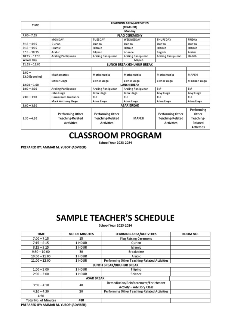 Yusop Schedule | PDF | Abrahamic Religions
