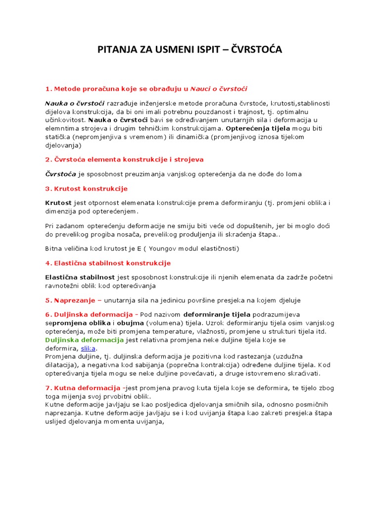 PITANJA ZA USMENI ISPIT Sve | PDF