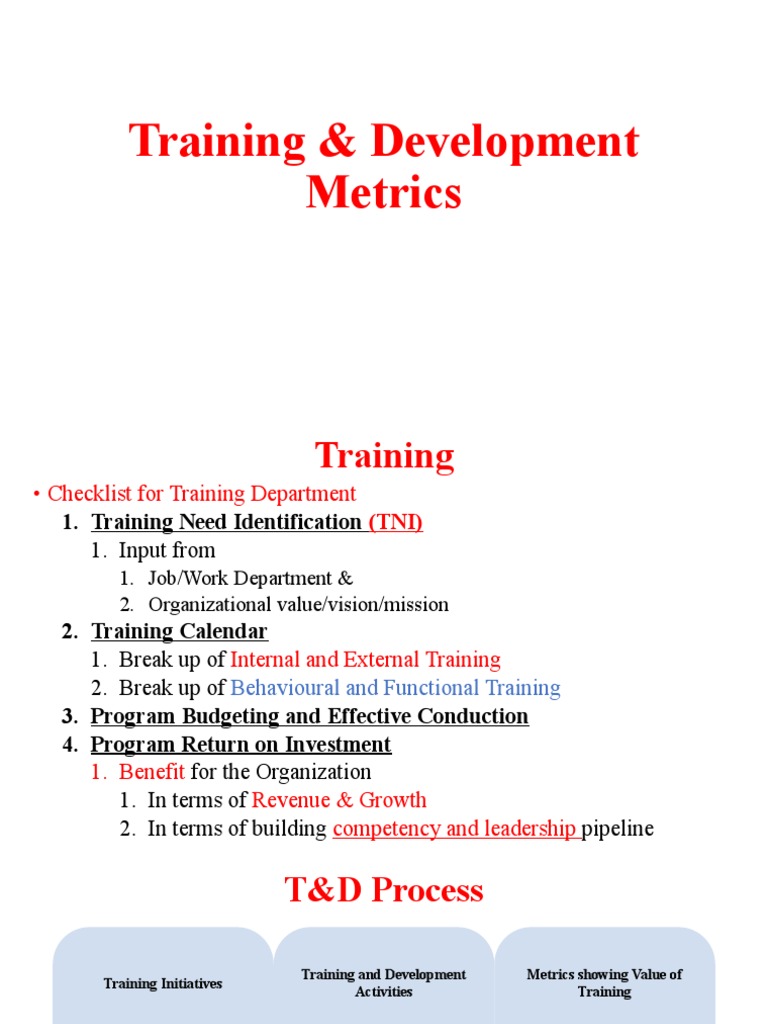Training & Development Metrics Guide | PDF | Return On Investment ...