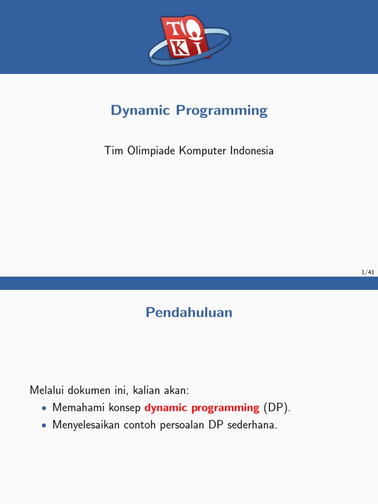 Pemrograman Kompetitif Dasar - 06 Dynamic Programming | PDF