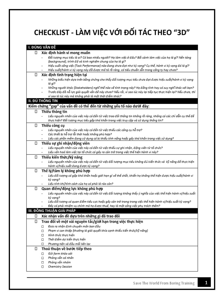 3D Checklist | PDF