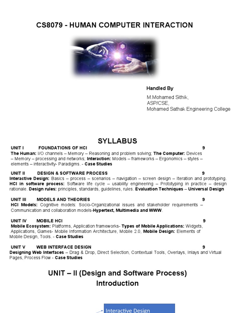 HCI Unit II | PDF | Human–Computer Interaction | Usability