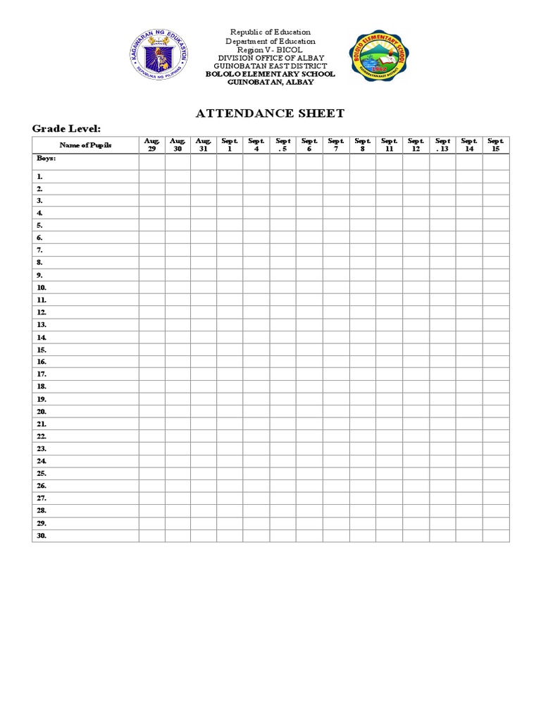 Attendance Sheet (Blank) | PDF