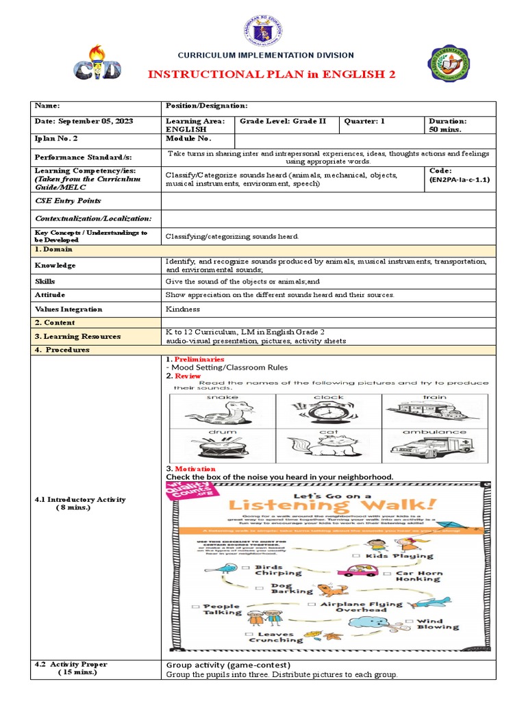 English Week 1-Day 2 | PDF | Curriculum | Learning