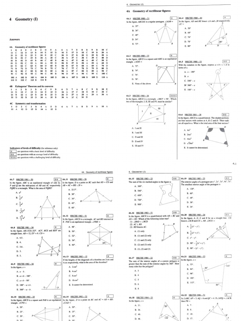 DSE Math MC CH 4 Geometry (I) | PDF