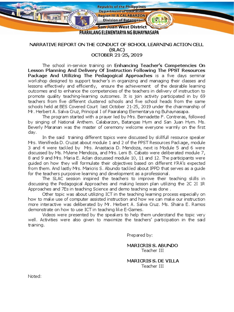 Slac Narrative | PDF | Educational Technology | Teachers