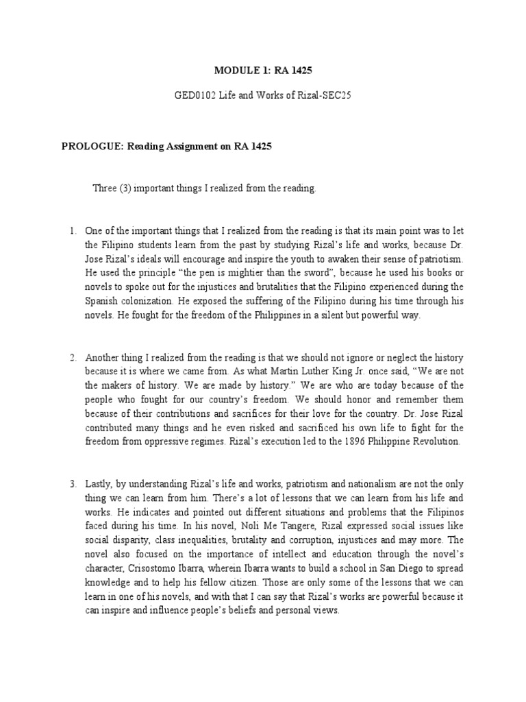 Importance of RA 1425 for Students | PDF