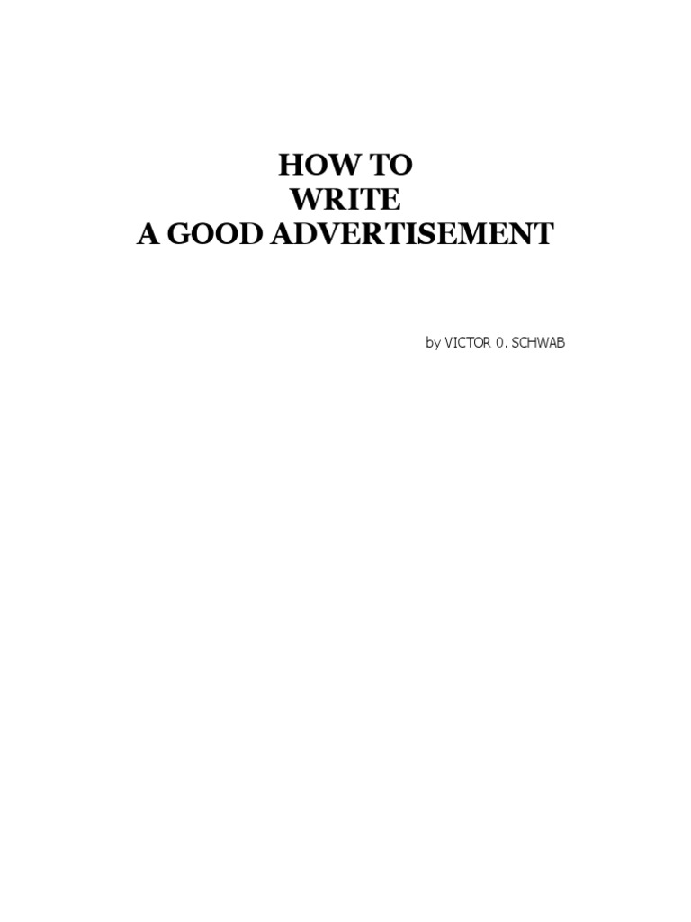 How To Write A Good Advertisement | PDF