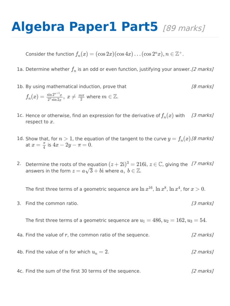 Algebra Paper1 Part5 | PDF | Algebra | Mathematical Objects