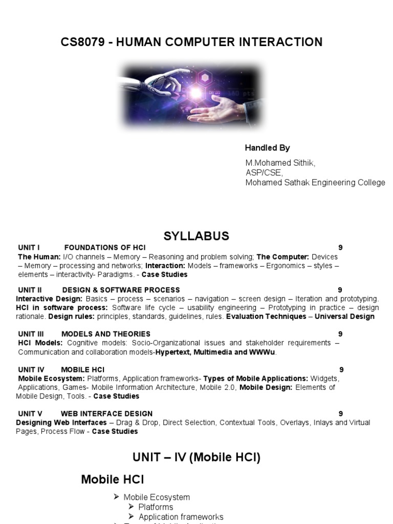 HCI Unit IV | PDF | Human–Computer Interaction | Design