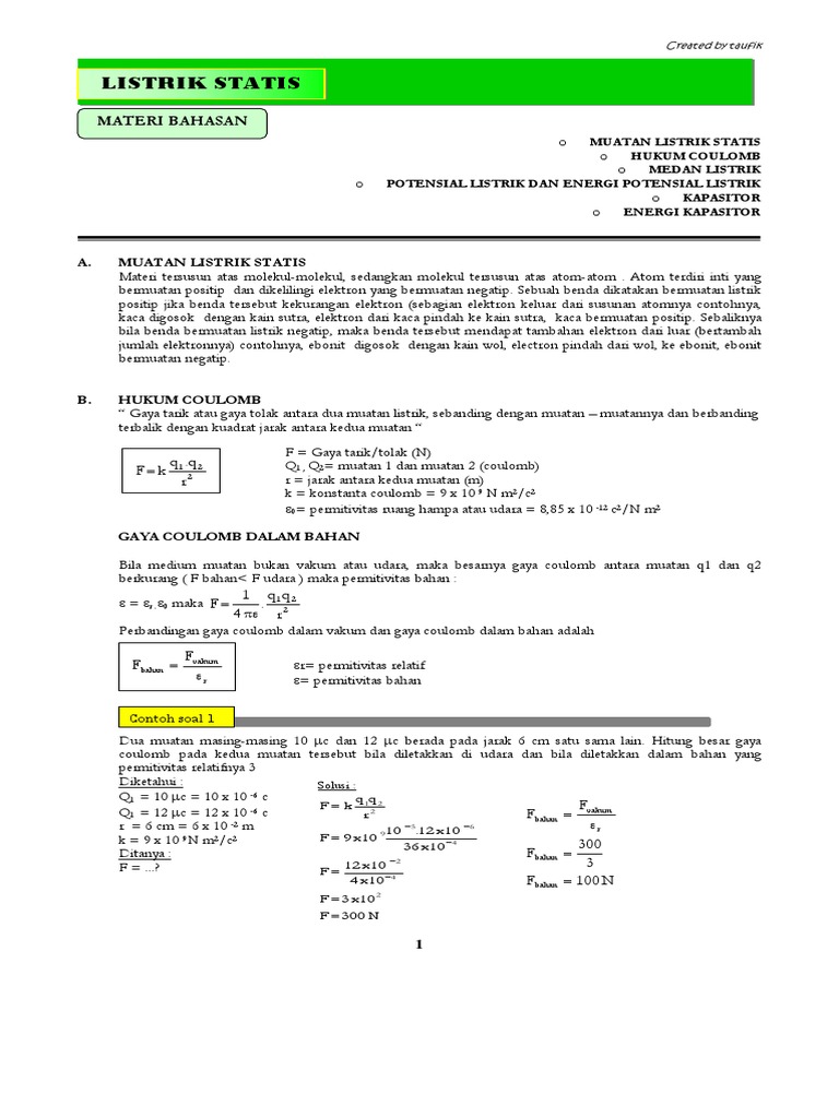 Modul Listrik Statis 2023 | PDF