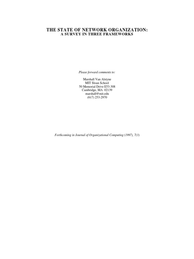The State of Network Organization | PDF | Parallel Computing | Central Processing Unit