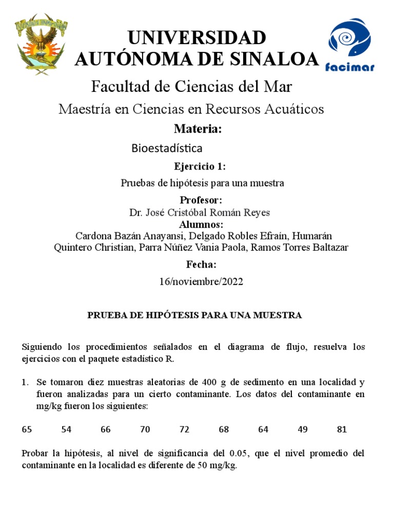 Ejercicios de Bioestadística | PDF | Prueba de hipótesis estadísticas ...