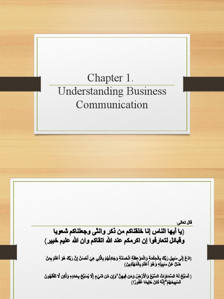 C. Chapter 1. Understanding Business Communication | PDF | Communication | Information
