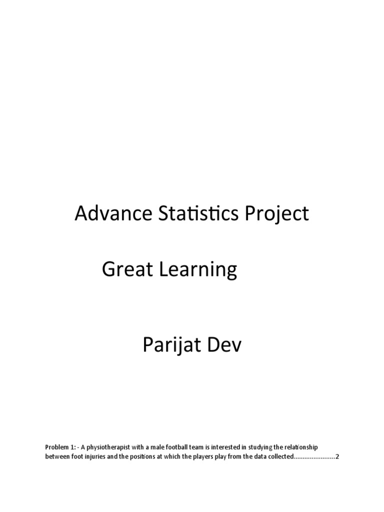 Advance Stats Project Parijat Pdf P Value Statistical Significance