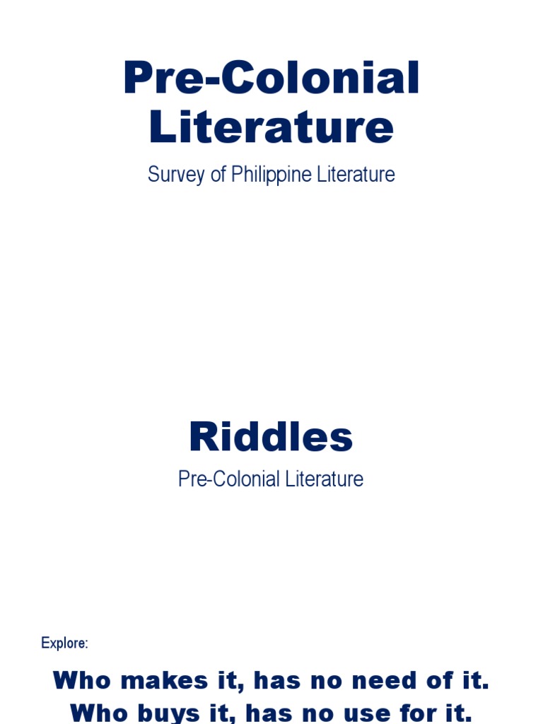L2.2 Pre Colonial Literature | PDF | Riddle | Legends