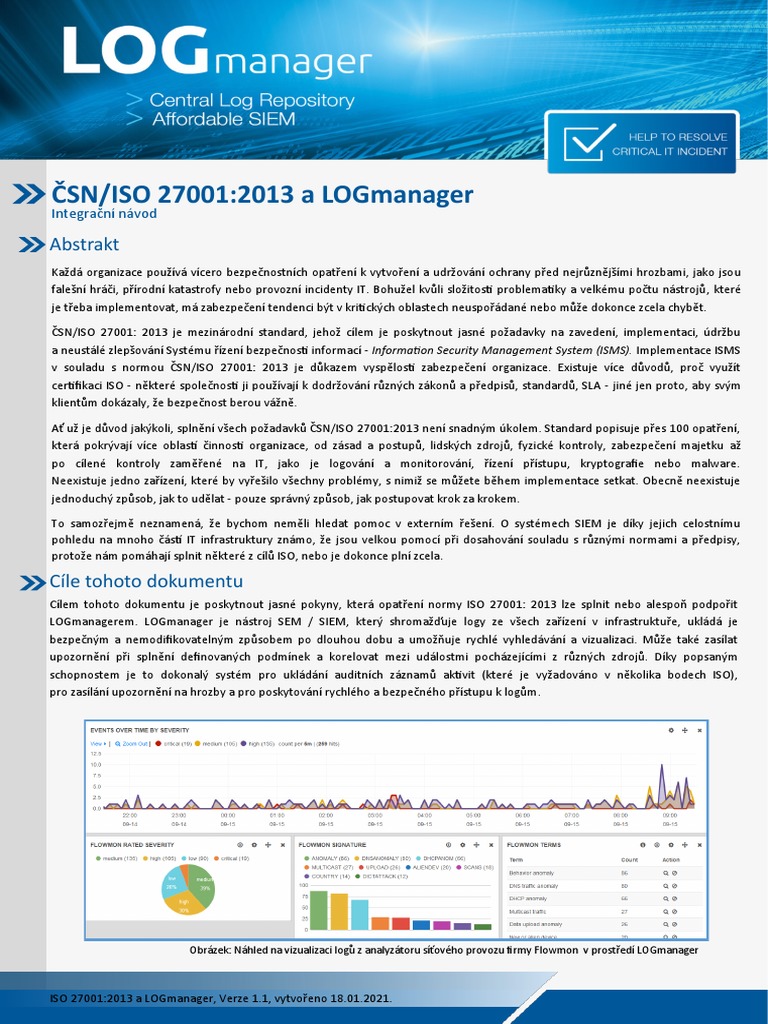 ČSN/ISO 27001 2013 A Logmanager | PDF