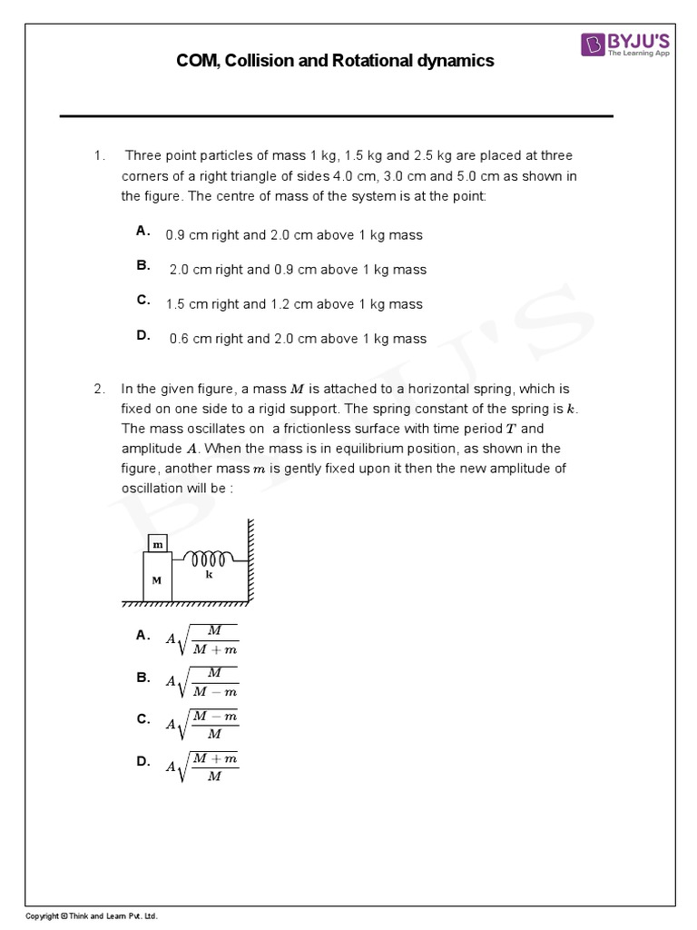 1 May 2022 Physics Questions | PDF | Rotation Around A Fixed Axis | Mass