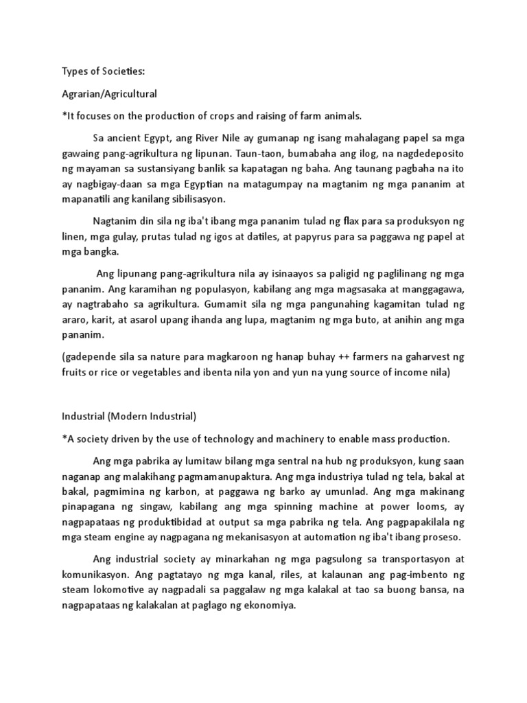 Types of Societies | PDF