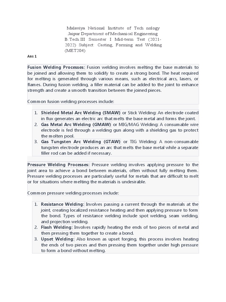 B.Tech 3rd Sem Mid Term Solution | PDF | Welding | Construction