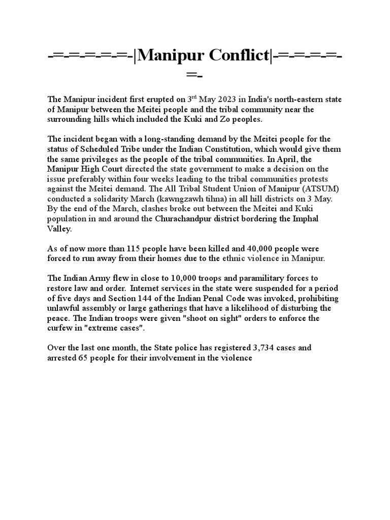 Manipur Crisis | PDF