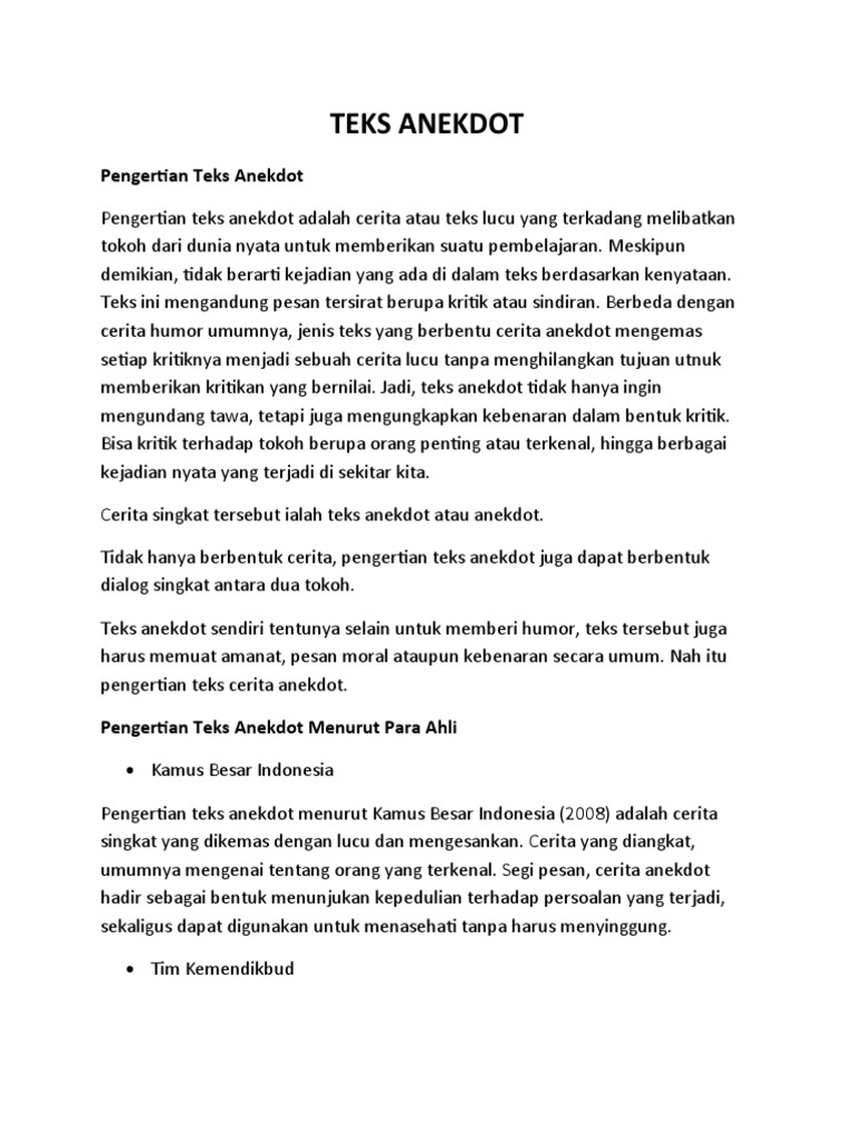Teks Anekdot | PDF | Fiksi Umum