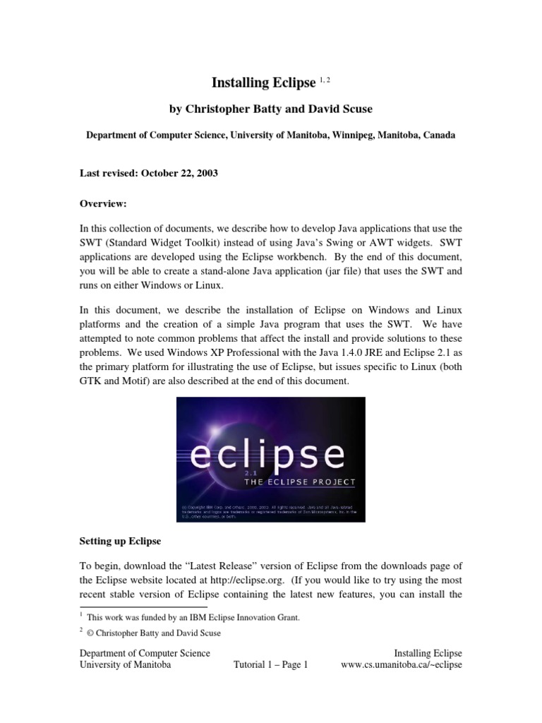 Install | PDF | Eclipse (Software) | Java (Programming Language)