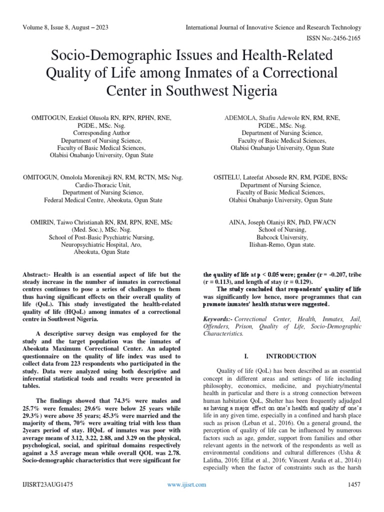 Socio-Demographic Issues and Health-Related Quality of Life among ...