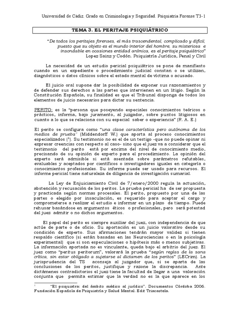 El Peritaje Psiquiátrico Forense | PDF | Testigo experto | Experto