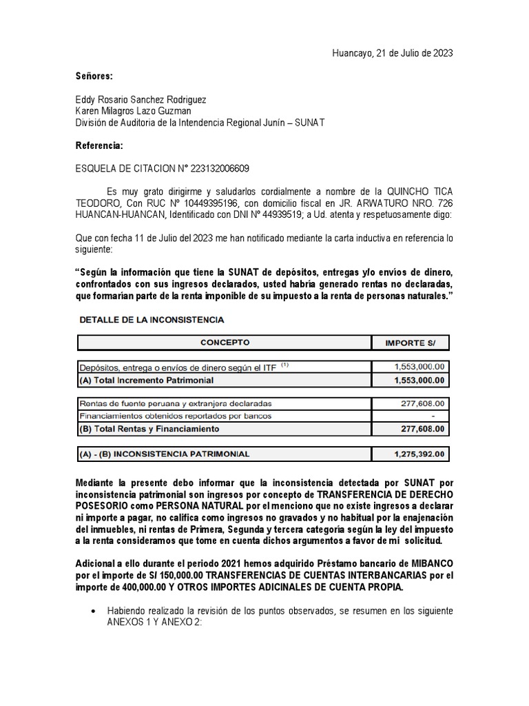 CARTA SUSTENTO 2023 | PDF