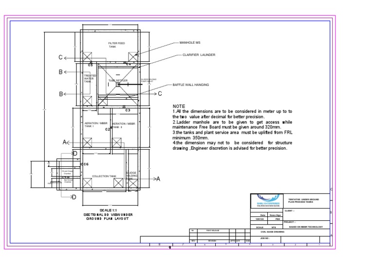Tentative Design DWG For STP Ug Process Tanks | PDF