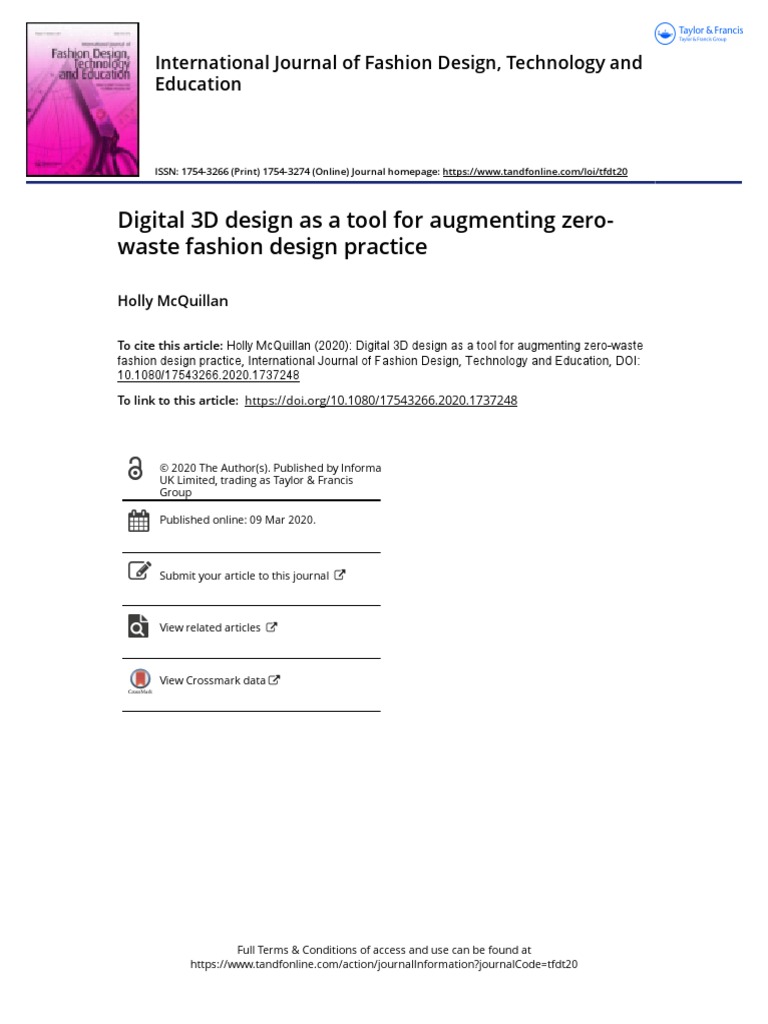 Digital 3D Design As A Tool For Augmenting Zero-Wa | PDF | Design | Weaving