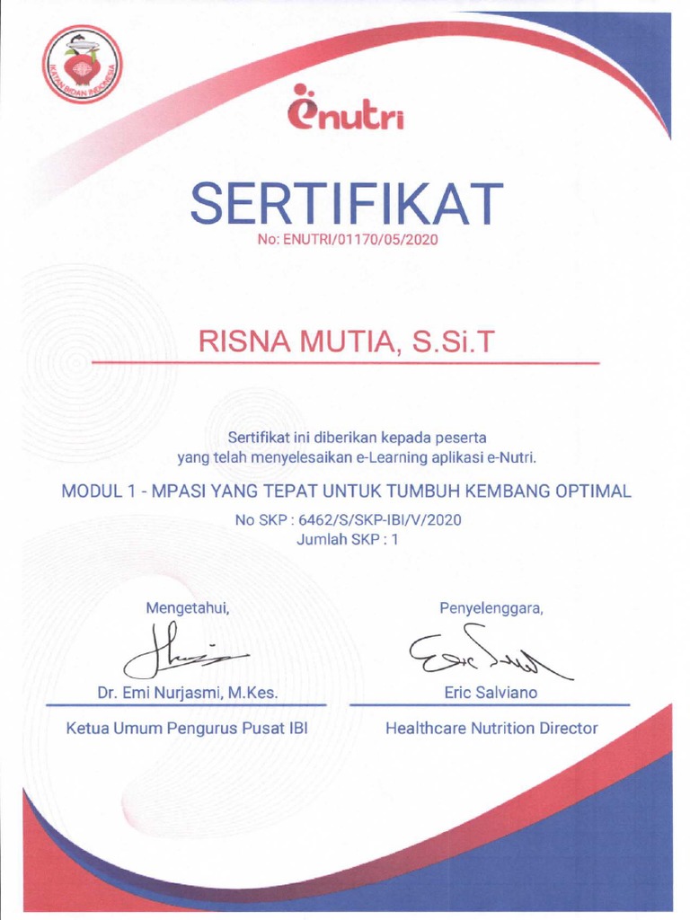 Sertifikat e Learning Mpasi Yang Tepat-Compress0 | PDF