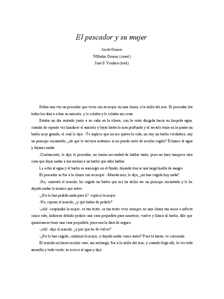 El Pescador y Su Mujer - Hnos Grimm | PDF